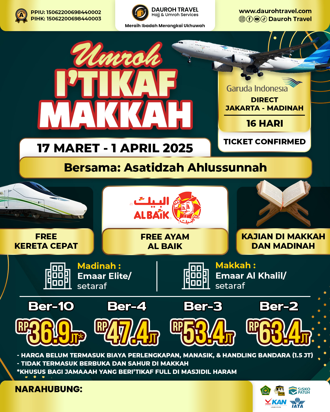 Umroh i’tikaf Makkah Ramadhan 1446 H / 2025 – Pilih Umrah
