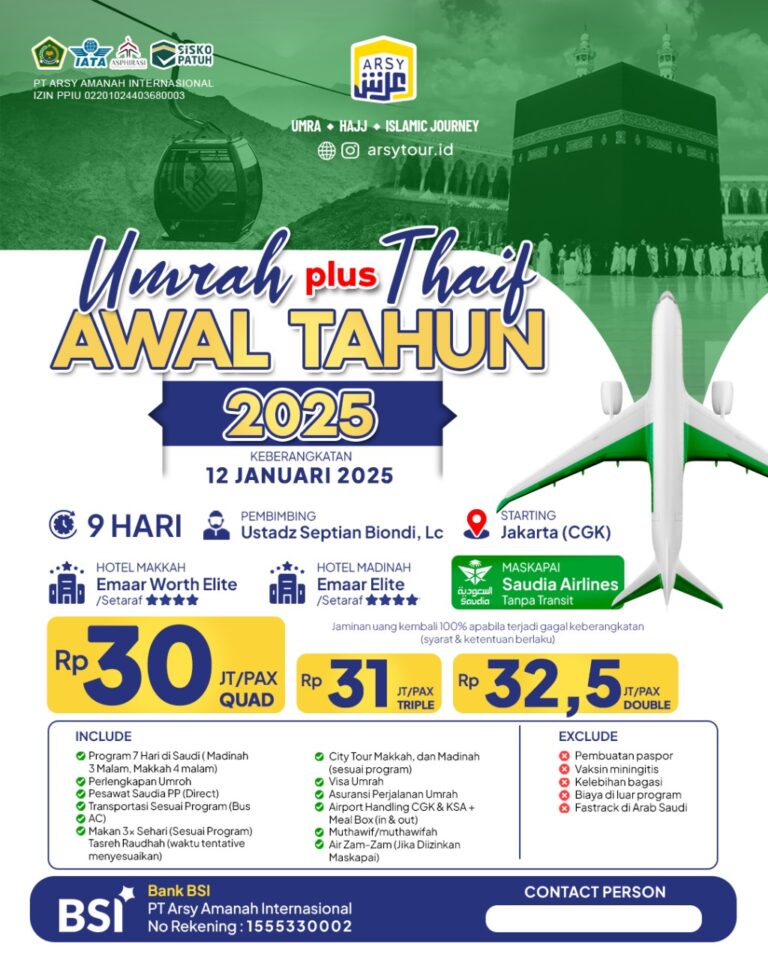 UMROH PLUS THAIF AWAL TAHUN 2025 – Pilih Umrah
