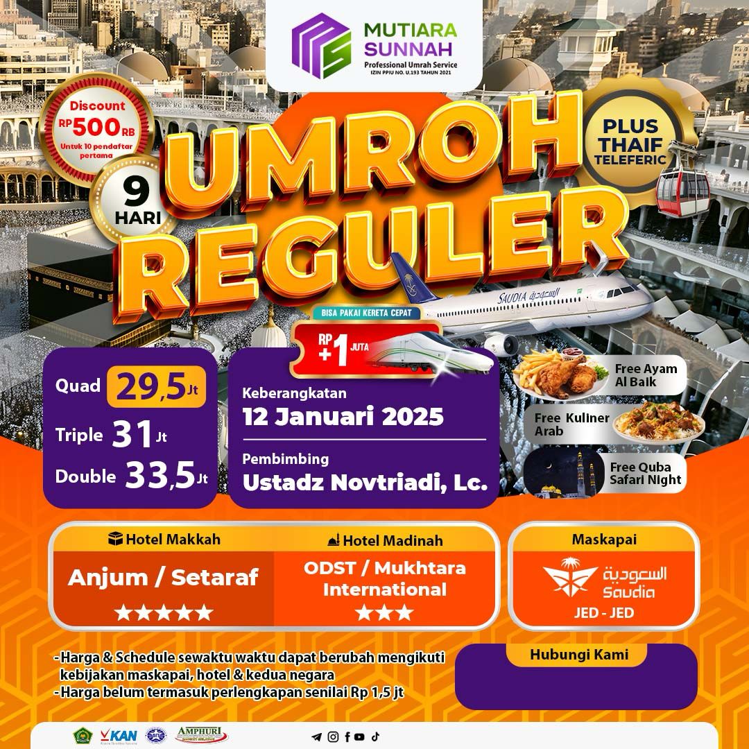 UMROH REGULER 12 JANUARI 2025 – Pilih Umrah