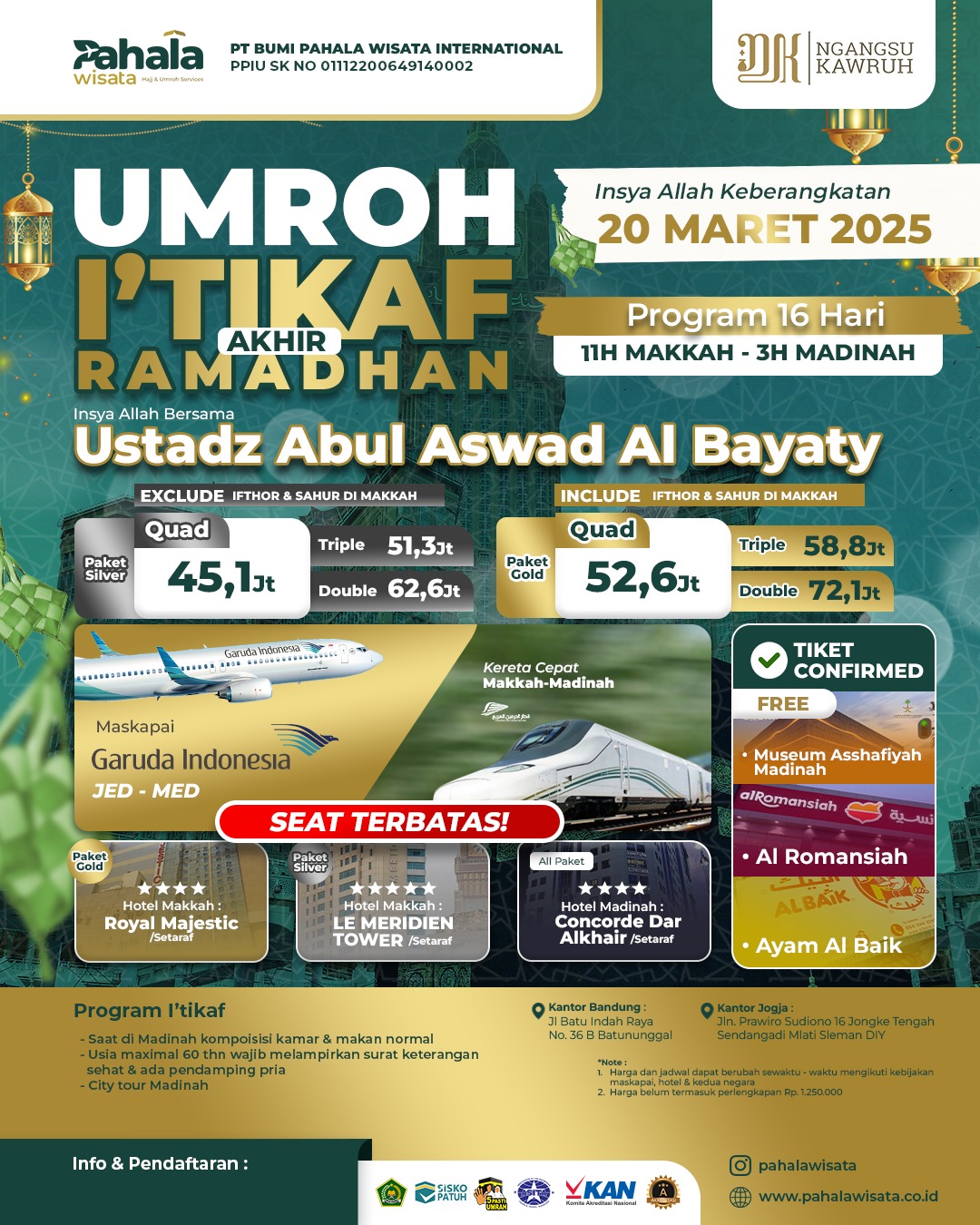 UMROH I’TIKAF AKHIR RAMADHAN 1446H / 2025 – Pilih Umrah