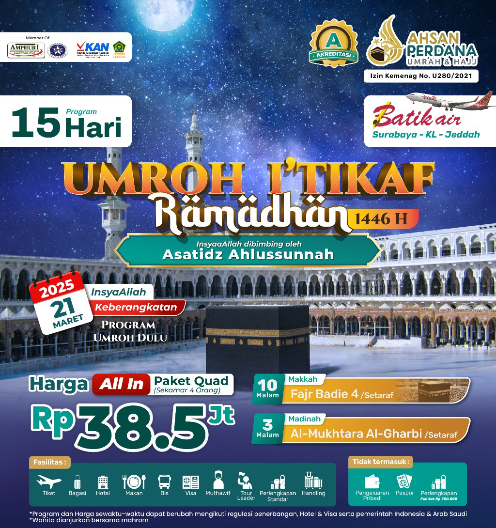 UMROH I’TIKAF RAMADHAN 1445 H / 2025 – Pilih Umrah